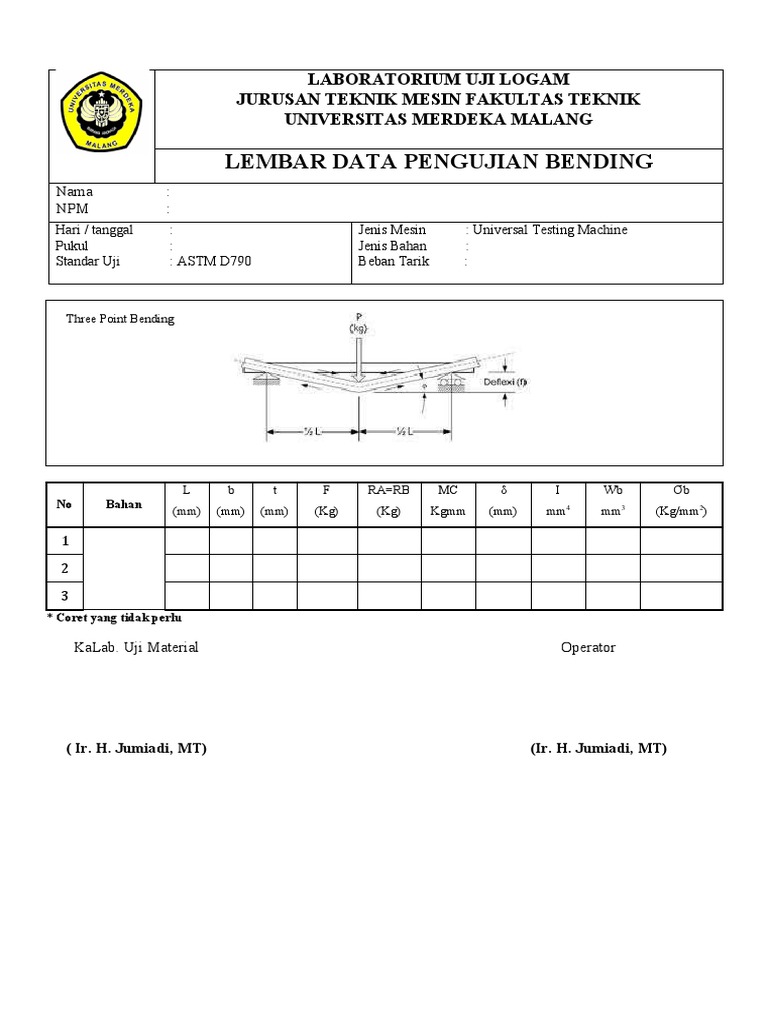 Lembar Data Uji Bending ASTM D790 | PDF | Teknologi & Rekayasa