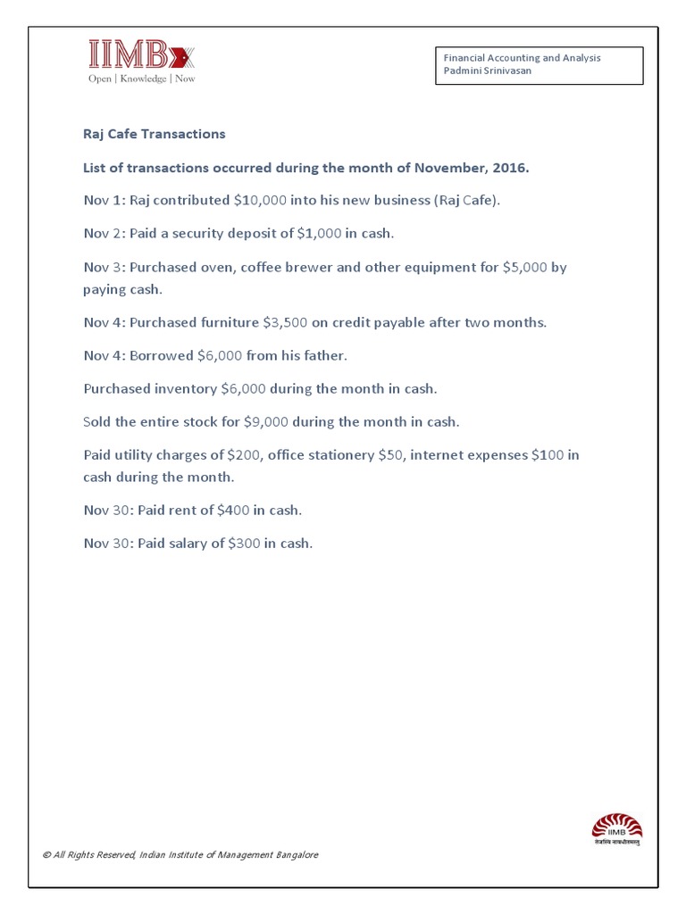 Raj CAfe Transactions Studio File | PDF