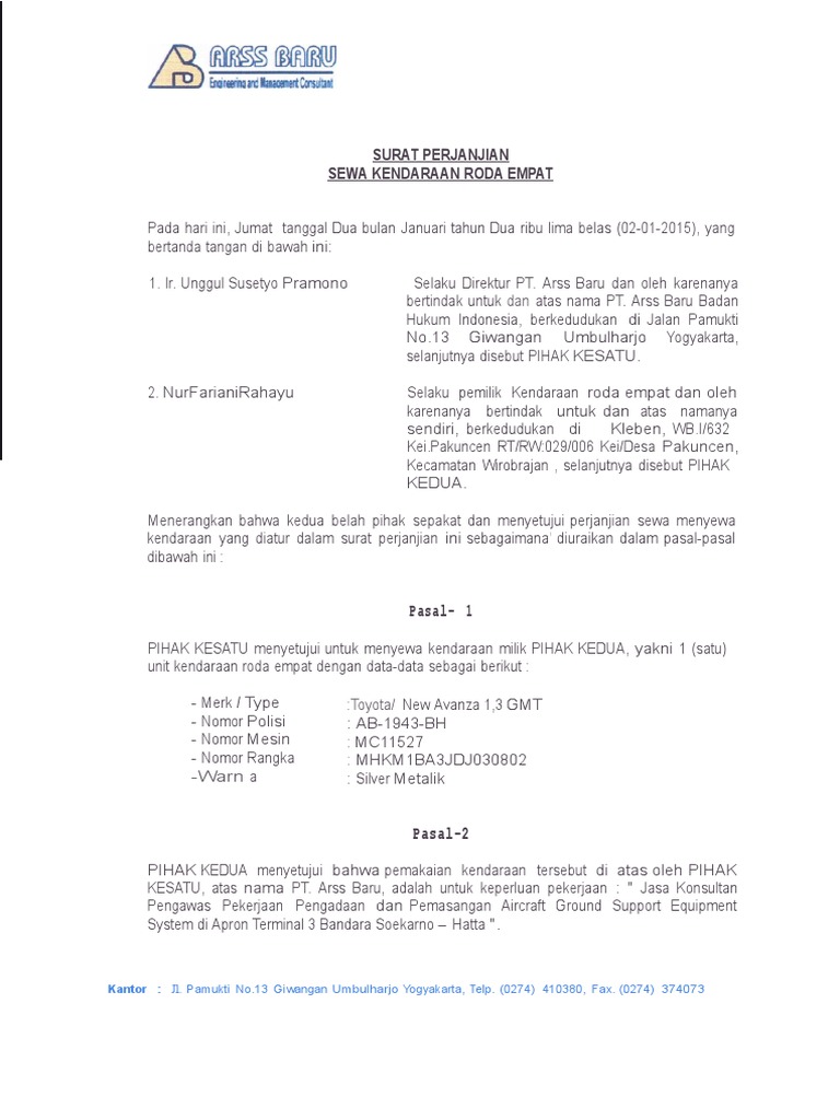 SP Sewa Mobil 1 | PDF