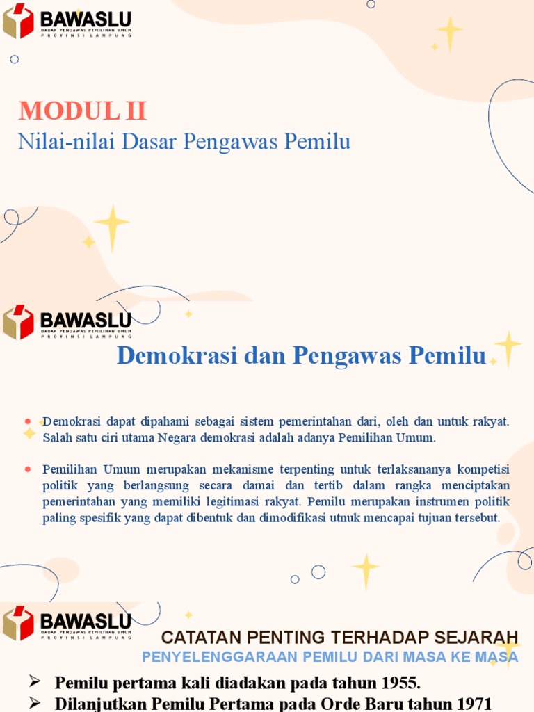 Modul II. Nilai Dasar Pengawas Pemilu | PDF | Politik | Hukum