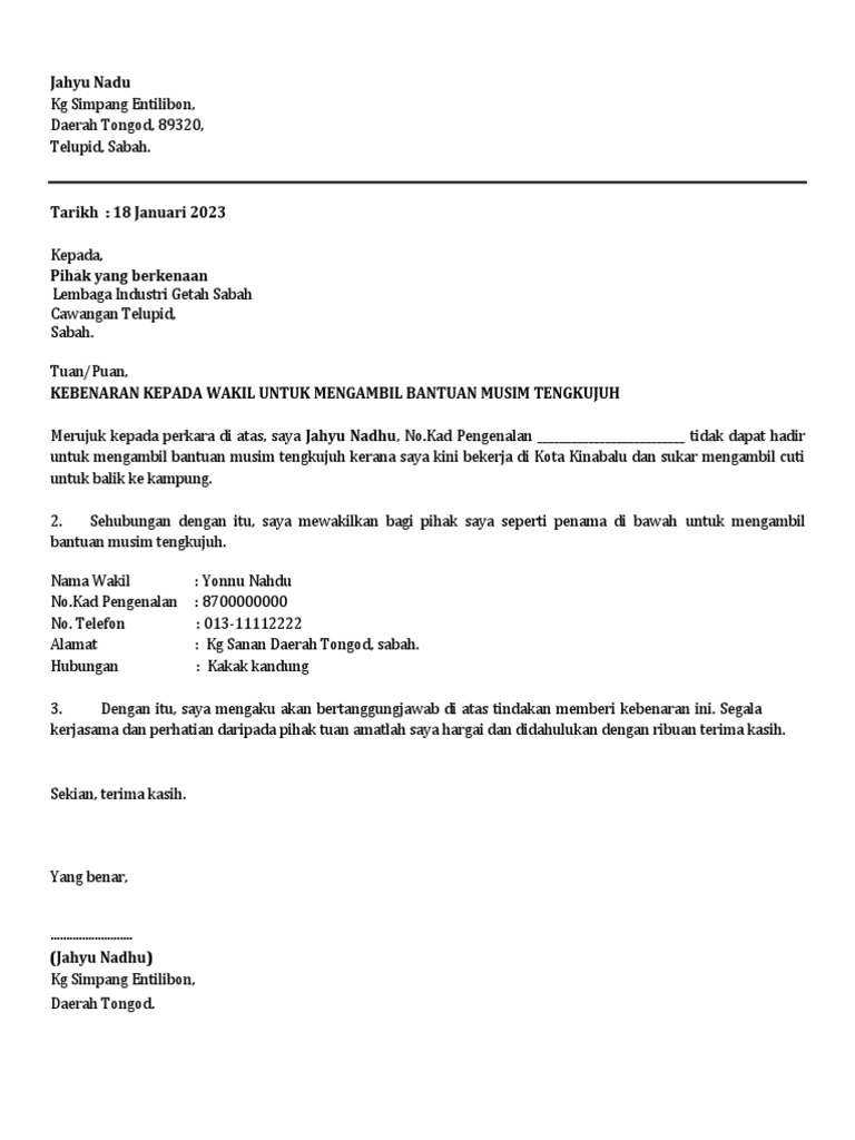 Surat Kebenaran Wakil | PDF