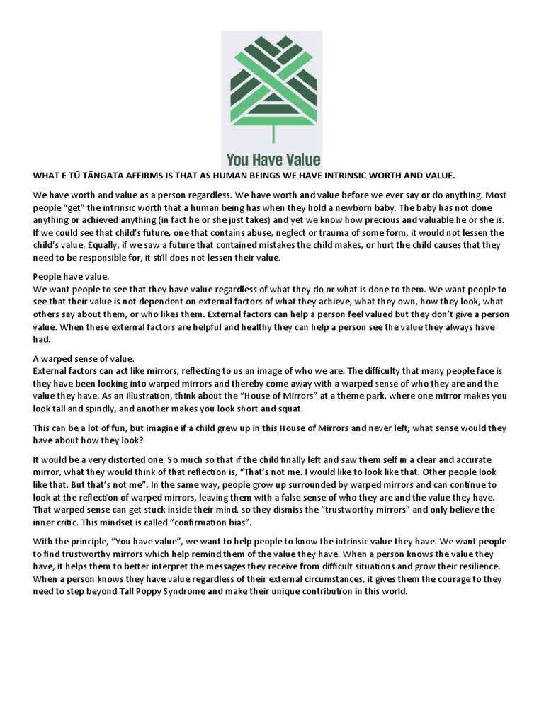 E Tu Tangata Values | PDF | Psychology | Psychological Concepts