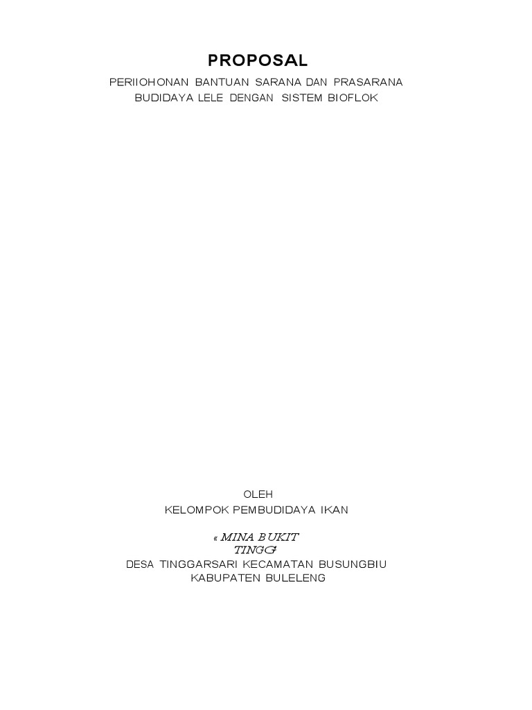 Proposal Budidaya Lele Dengan Sistem Bioflok 67 | PDF