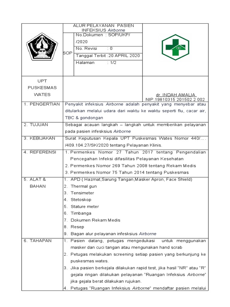 Ep 3 Sop Alur Pelayanan Infeksius Tahun 2020 | PDF