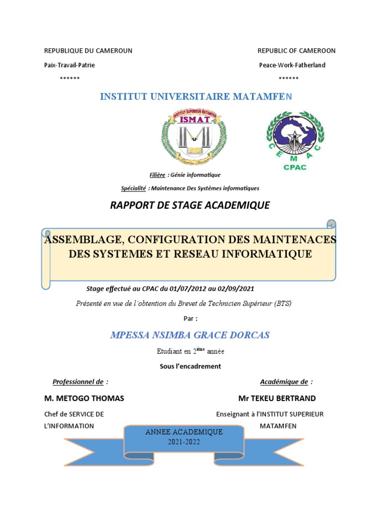 Première de Couverture Rapport Stage | PDF | titres | France