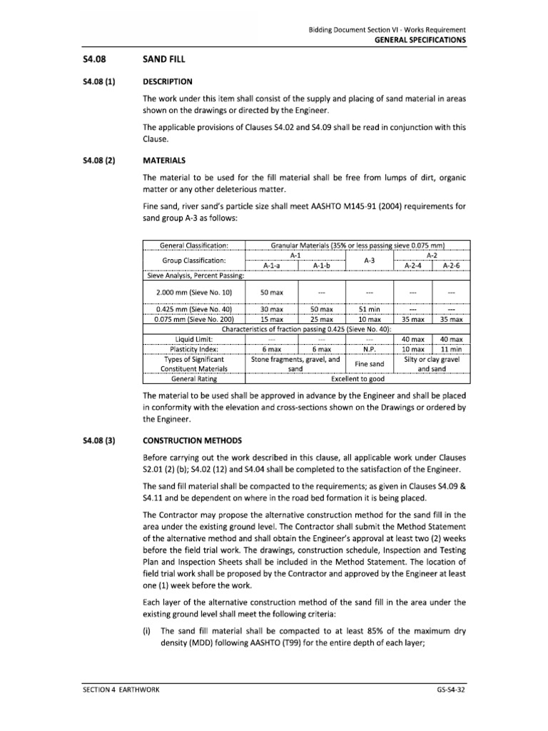 Sand Fill & Embankment Fill Spec | PDF
