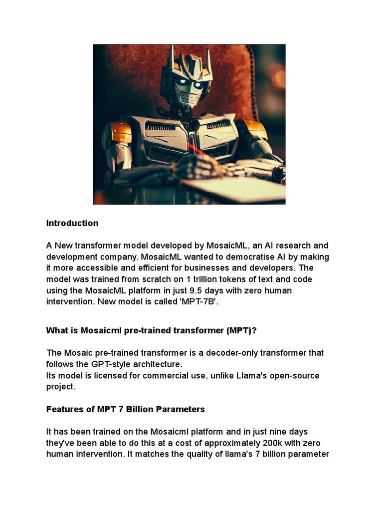 MPT-7B A Transformer Model Trained From Scratch On 1T Tokens of Text and Code | PDF | Computer ...