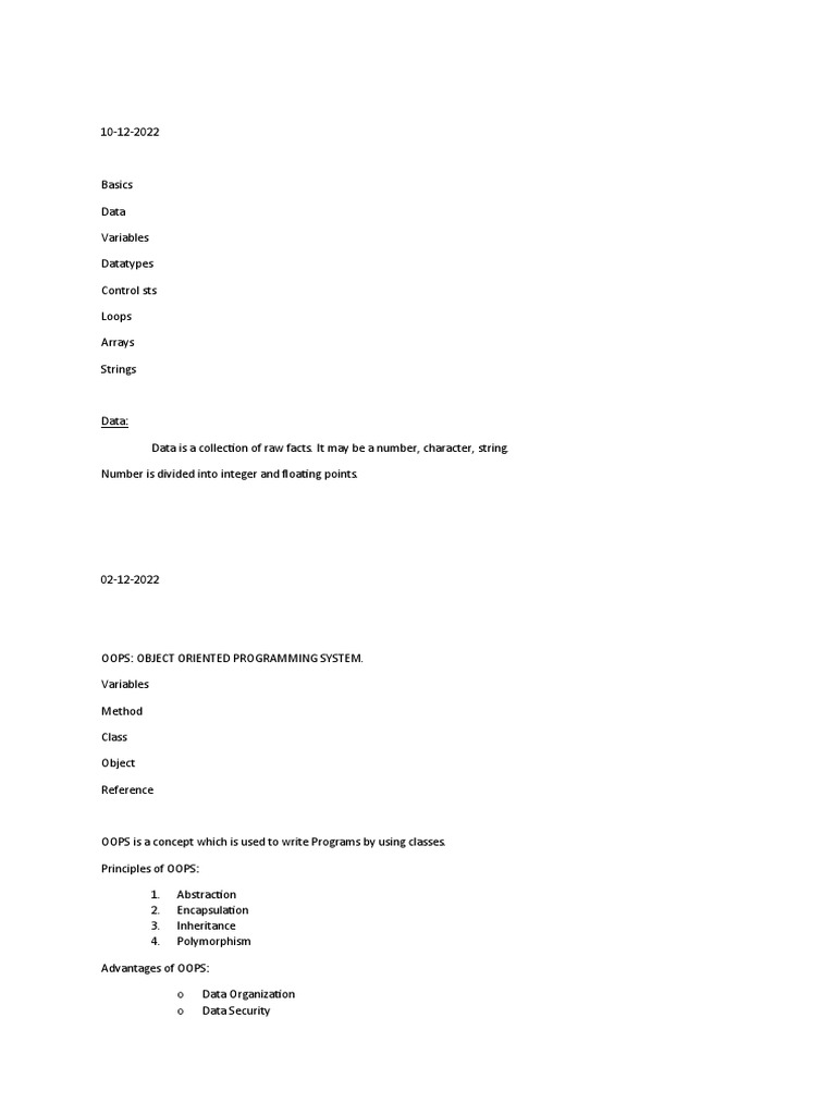 00 Oops Pdf Method Computer Programming Programming