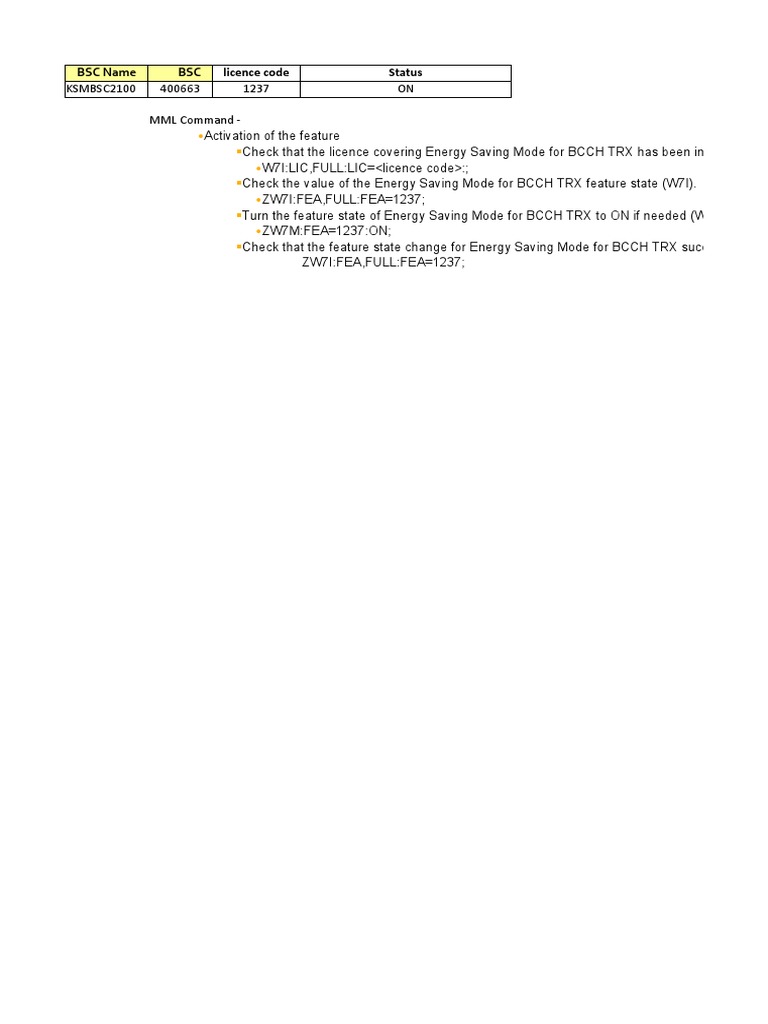 Bsc Feature Activation Mml Command 28 Mar 22 Pdf