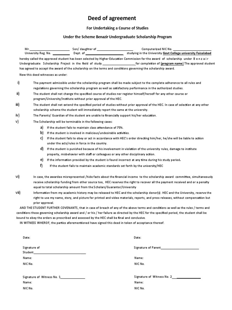 Deed of Agreement Single Page | PDF | Government | Common Law