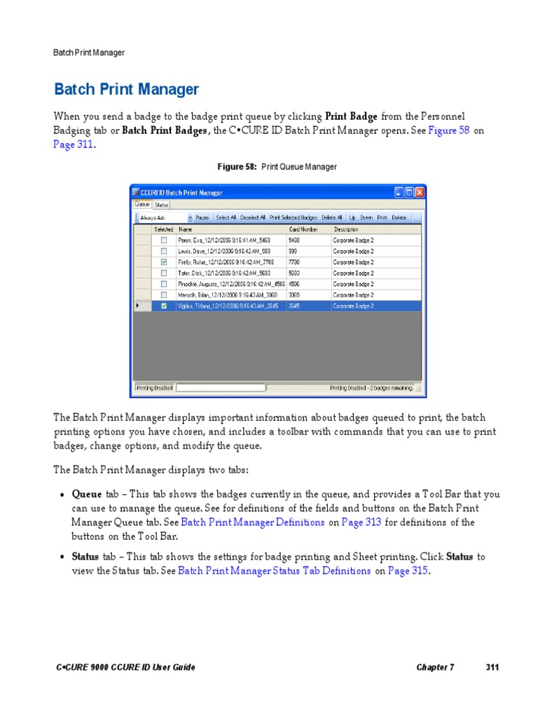 C•CURE 9000 Batch Print Manager Guide | PDF | Printer (Computing ...