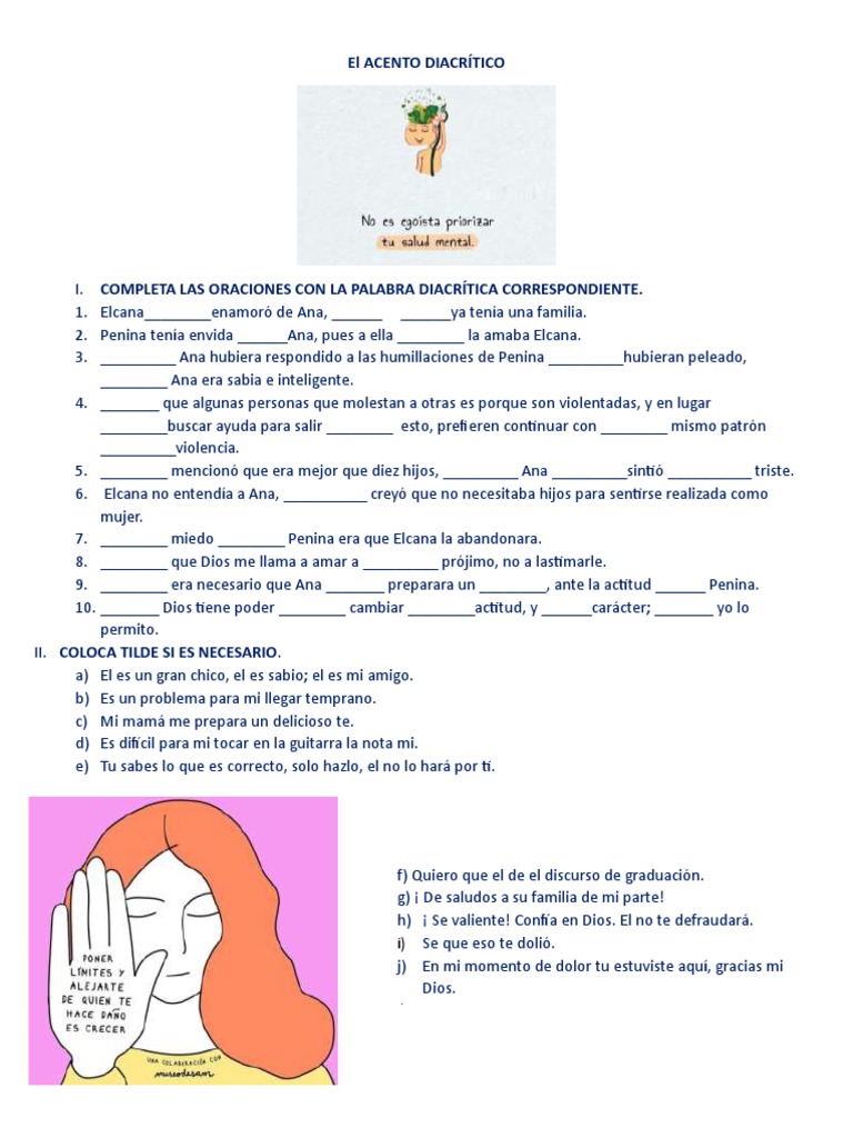 Ejercicios de Acento Diacrítico | PDF