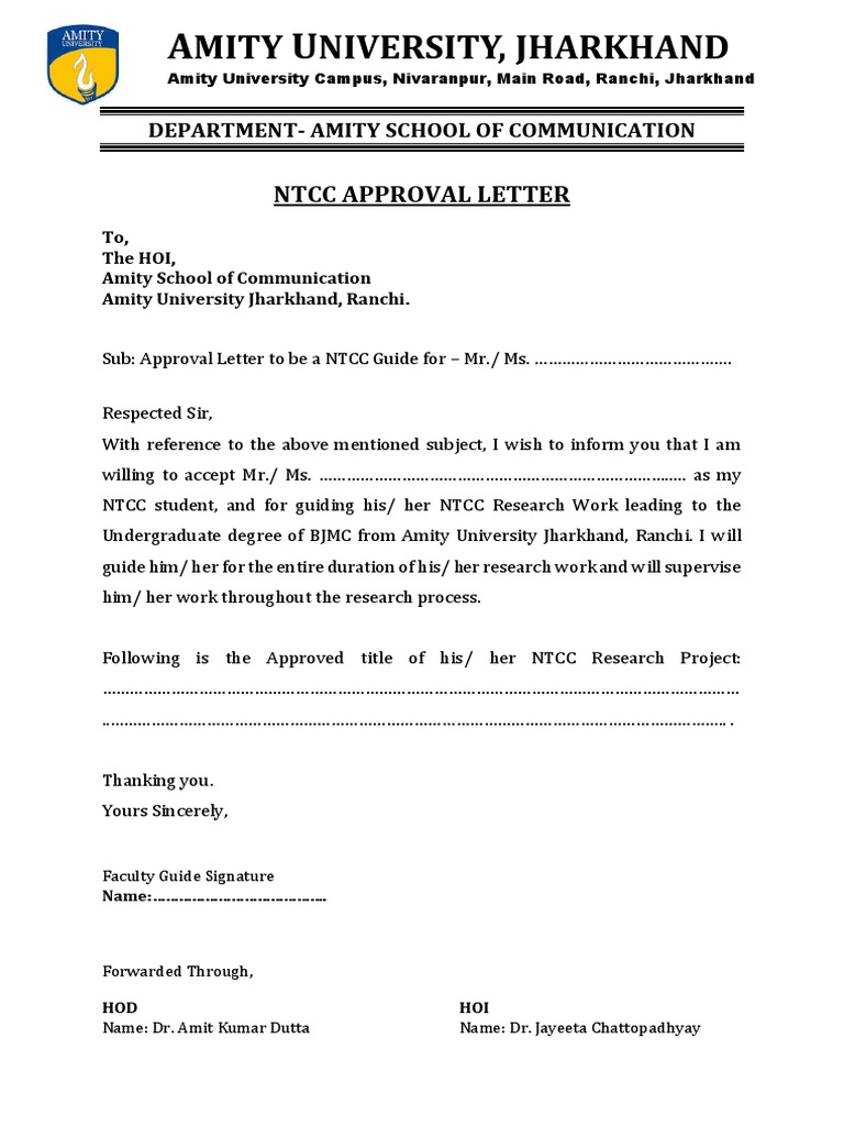 NTCC Aproval Letter | PDF
