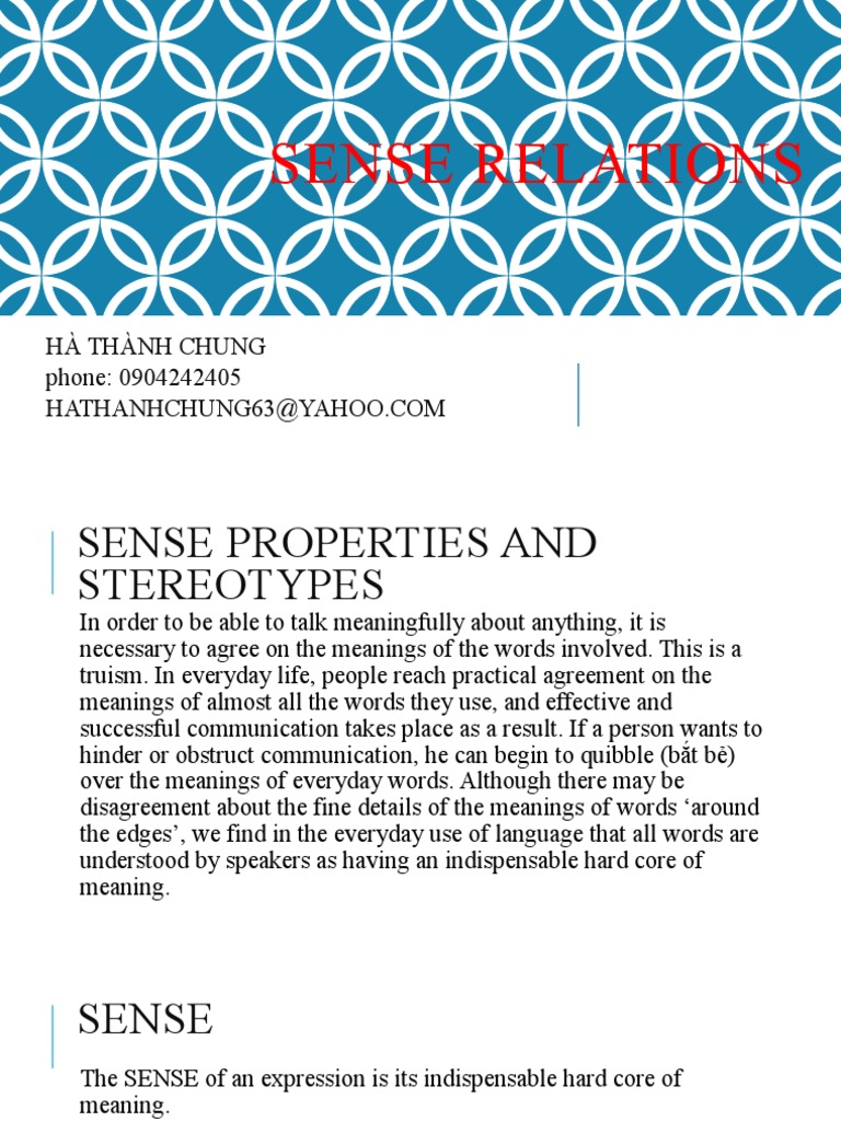 Understanding Sense Relations | PDF | Interpretation (Philosophy) | Grammar