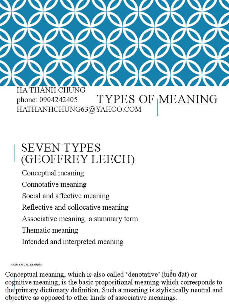 Lecture 3 Types of Meaning | PDF | Linguistics | Word