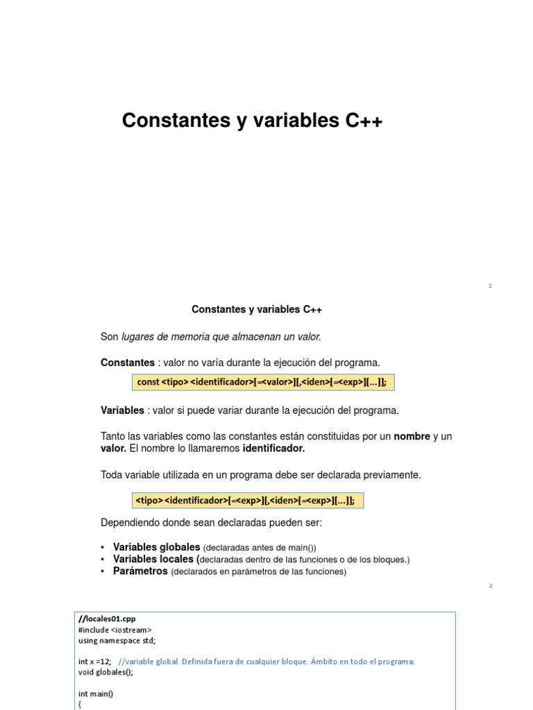 04 Constantes Variables Expresiones | PDF | C ++ | Informática teórica