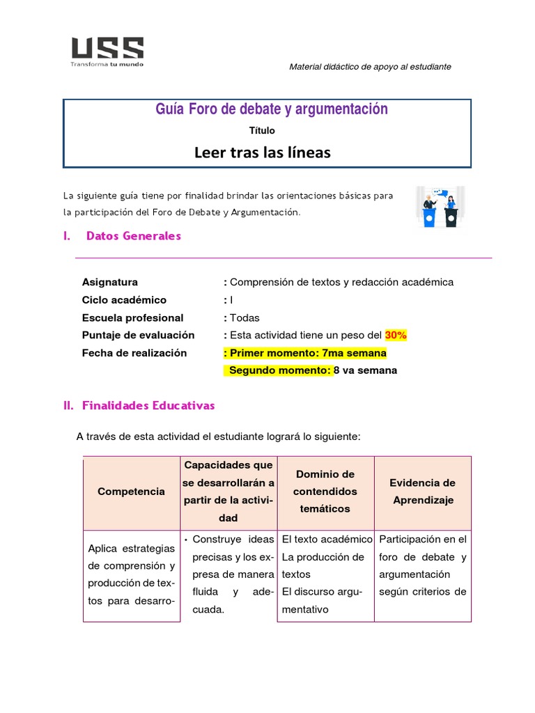 Guía Foro Debate y Argumentación | PDF | Evaluación | Cognición