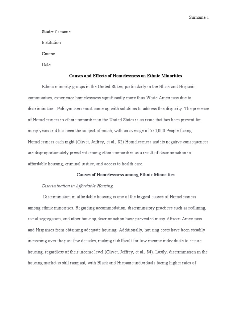 Causes and Effects of Homelessness in Ethnic Minorities | PDF ...