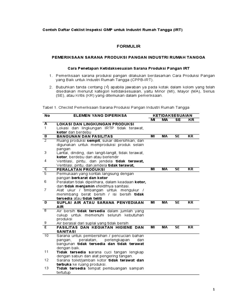 Formulir CPPB D1 | PDF