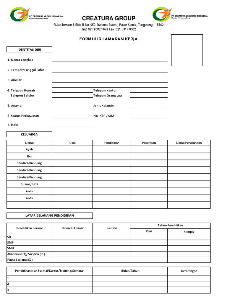 Formulir Lamaran Kerja PDF | PDF