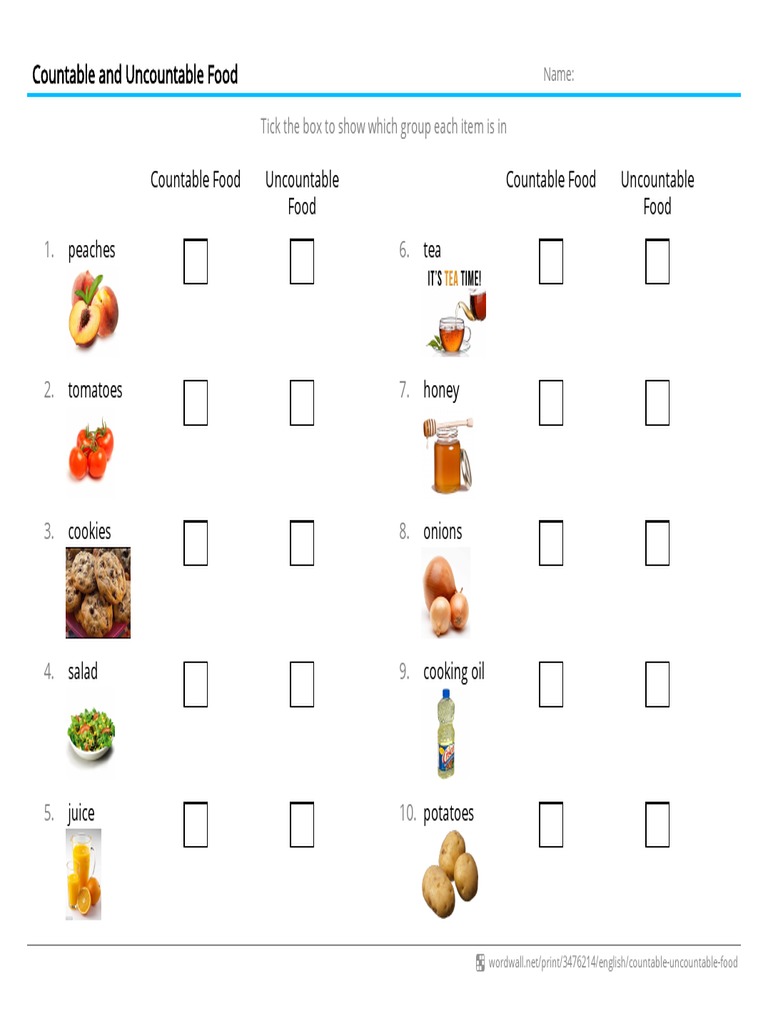 Countable and Uncountable Food PDF | PDF | Cooking, Food & Wine