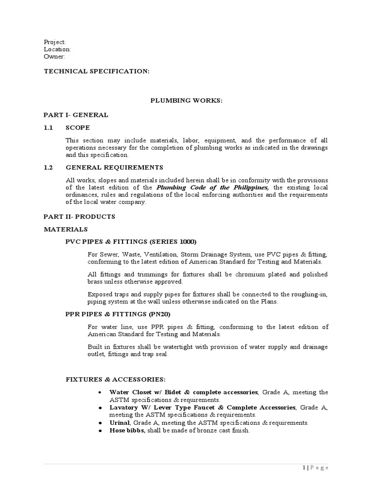 Plumbing Scope of Works | PDF | Plumbing | Valve Plumbing Scope of Works | PDF | Plumbing | Valve