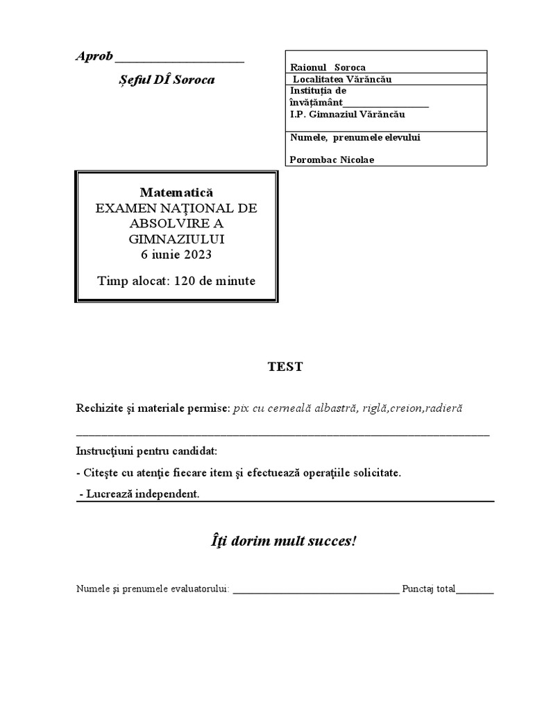 Foi de Titlu Examen | PDF