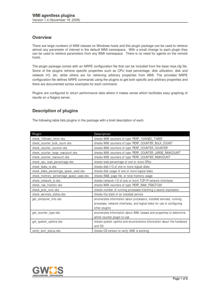 WMI Agentless Plugins PDF | PDF