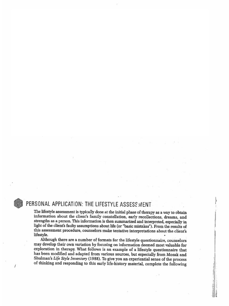 Adler Life Style Assessment | PDF