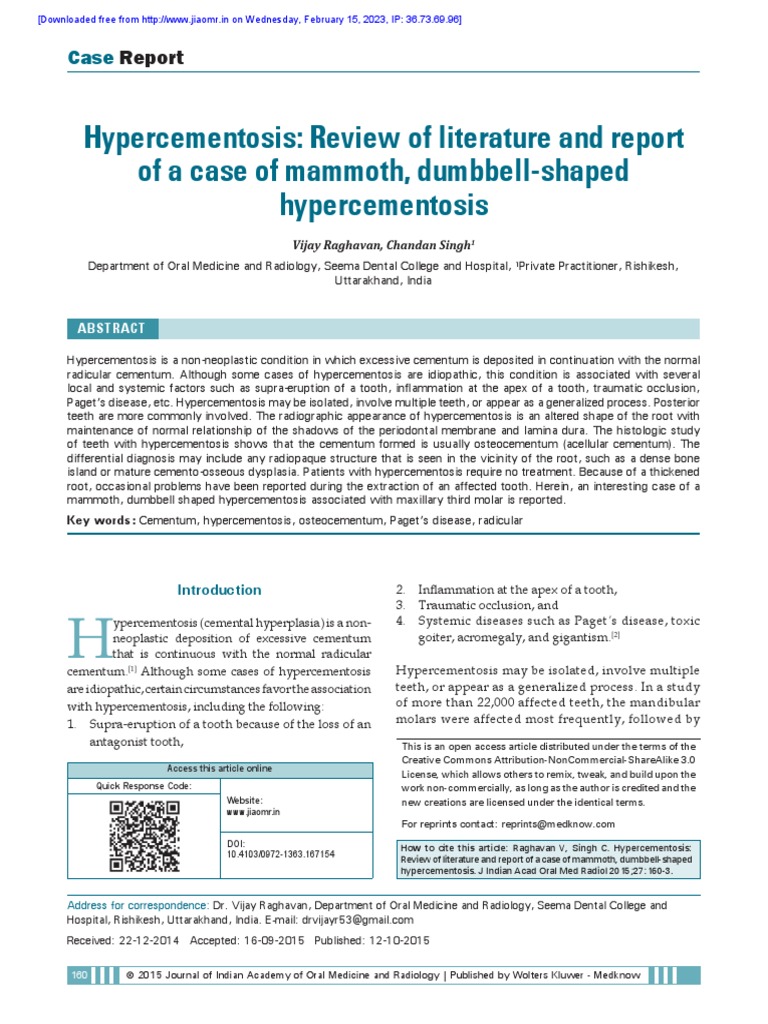 Hypercementosis | PDF | Periodontology | Tooth