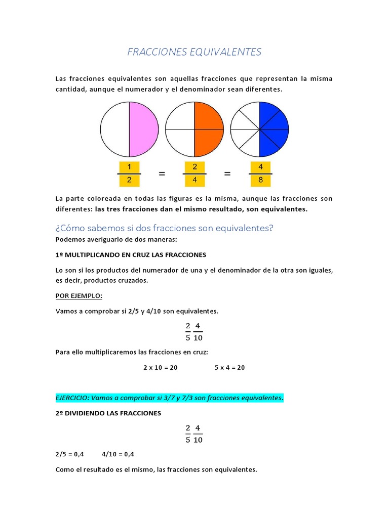 Fracciones Equivalentes | PDF