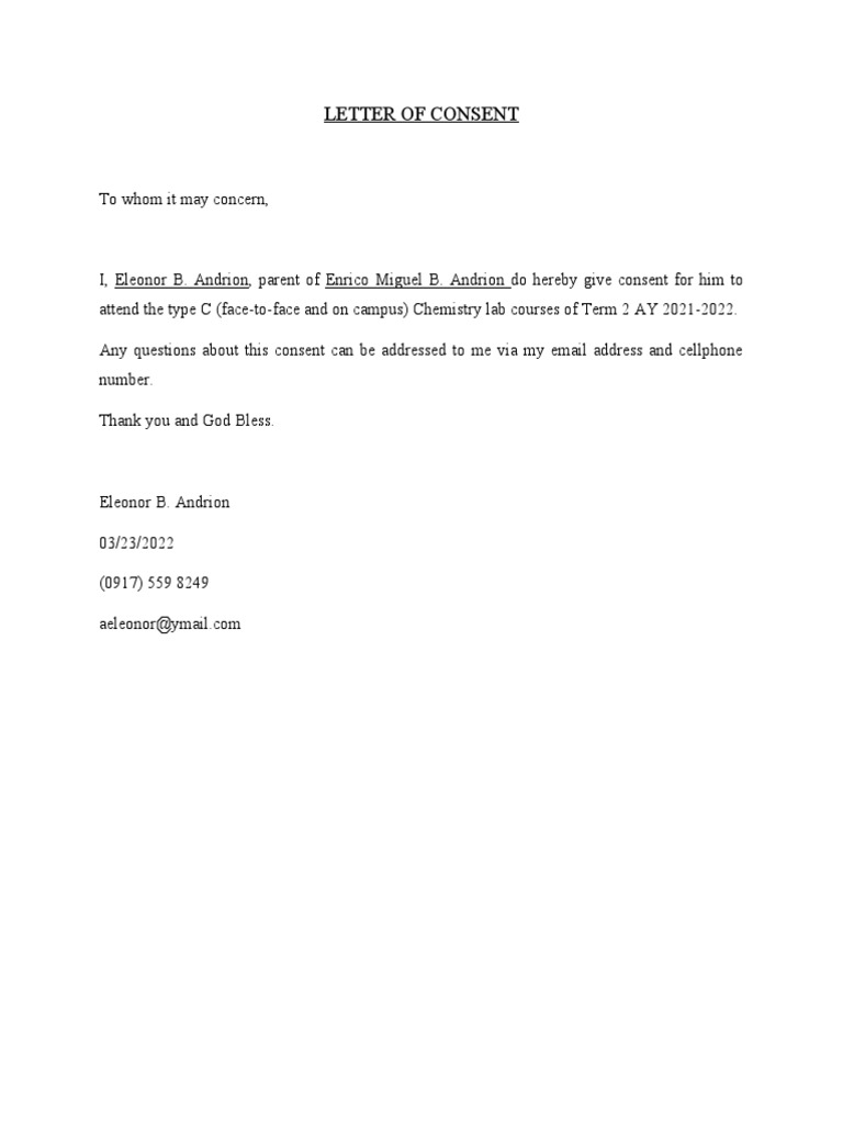 Letter of Consent | PDF