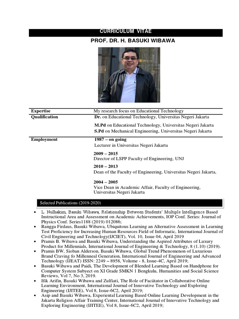 Profil Prof. Dr. H. Basuki Wibawa | PDF | Komputer