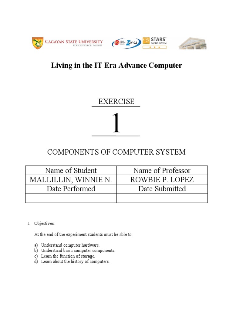 Activity 1 - Basic Concepts of ICT | PDF | Random Access Memory | Dynamic Random Access Memory