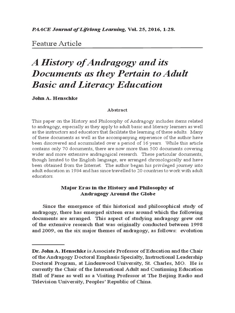 History of Andragogy | PDF | Adult Education | Learning