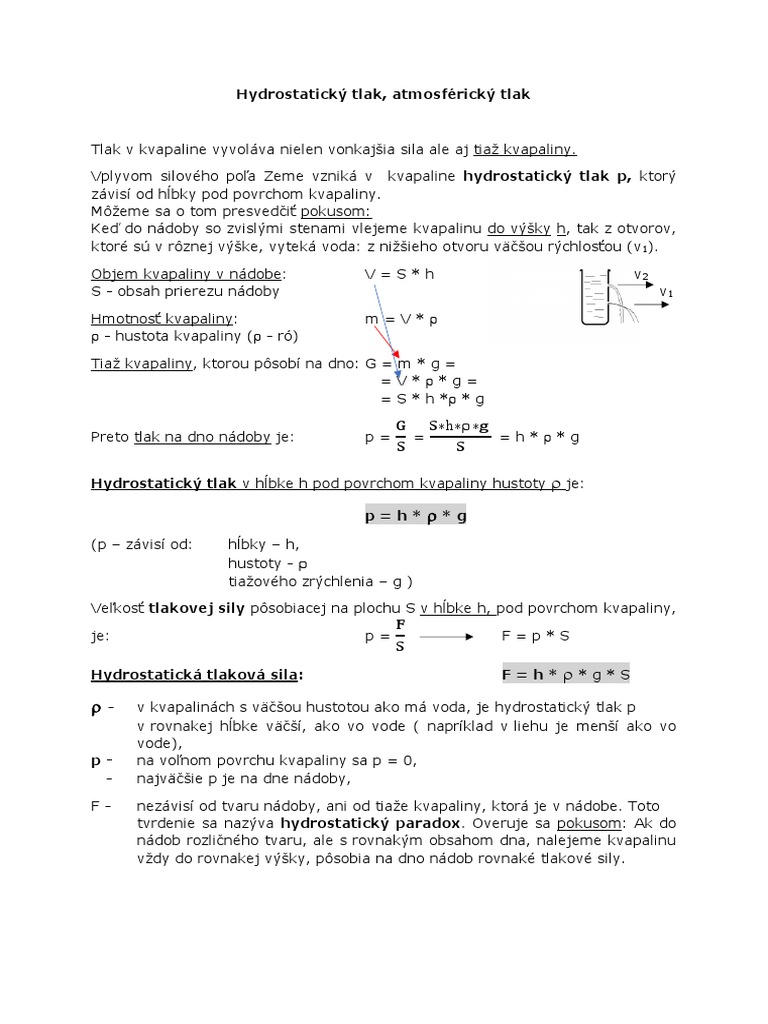 Hydrostatický Tlak PDF | PDF