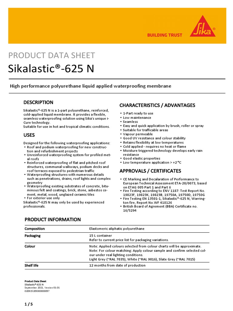 Sikalastic 625 N PDF | PDF | Roof | Humidity