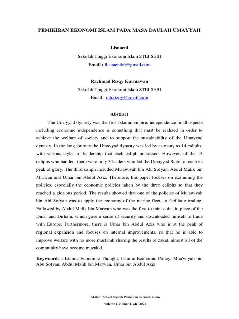 Pemikiran Ekonomi Pada Masa Daulah Umayyah-Lisnaeni PDF | PDF