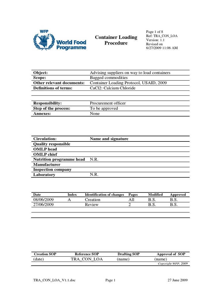 Container Loading Procedure PDF | PDF | Paper | Materials