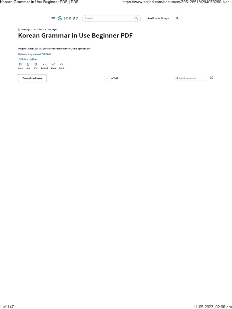 Korean Grammar in Use Beginner PDF | PDF | Scribd | Computing