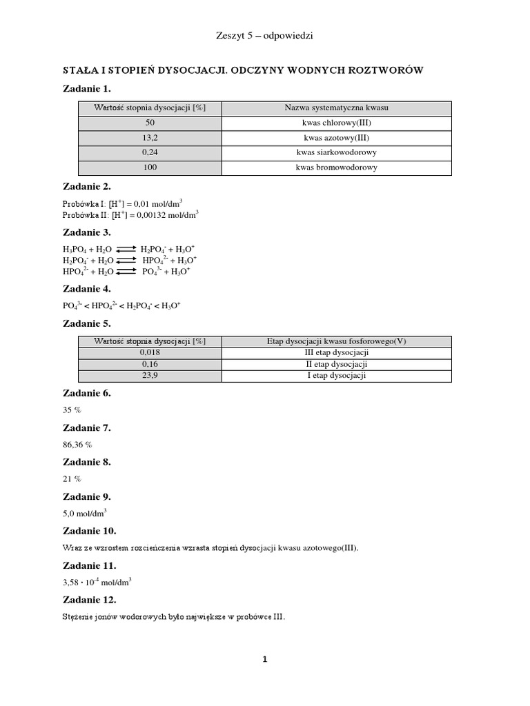 Chemia Zbior Zadan Fau M Odpowiedzi Chemia Zeszyt NR 5 Odpowiedzi PDF | PDF