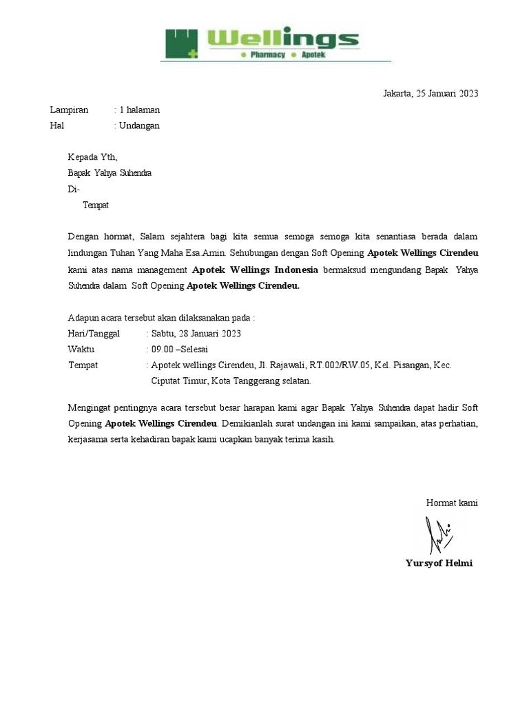 Undangan Soft Opening Apotek | PDF