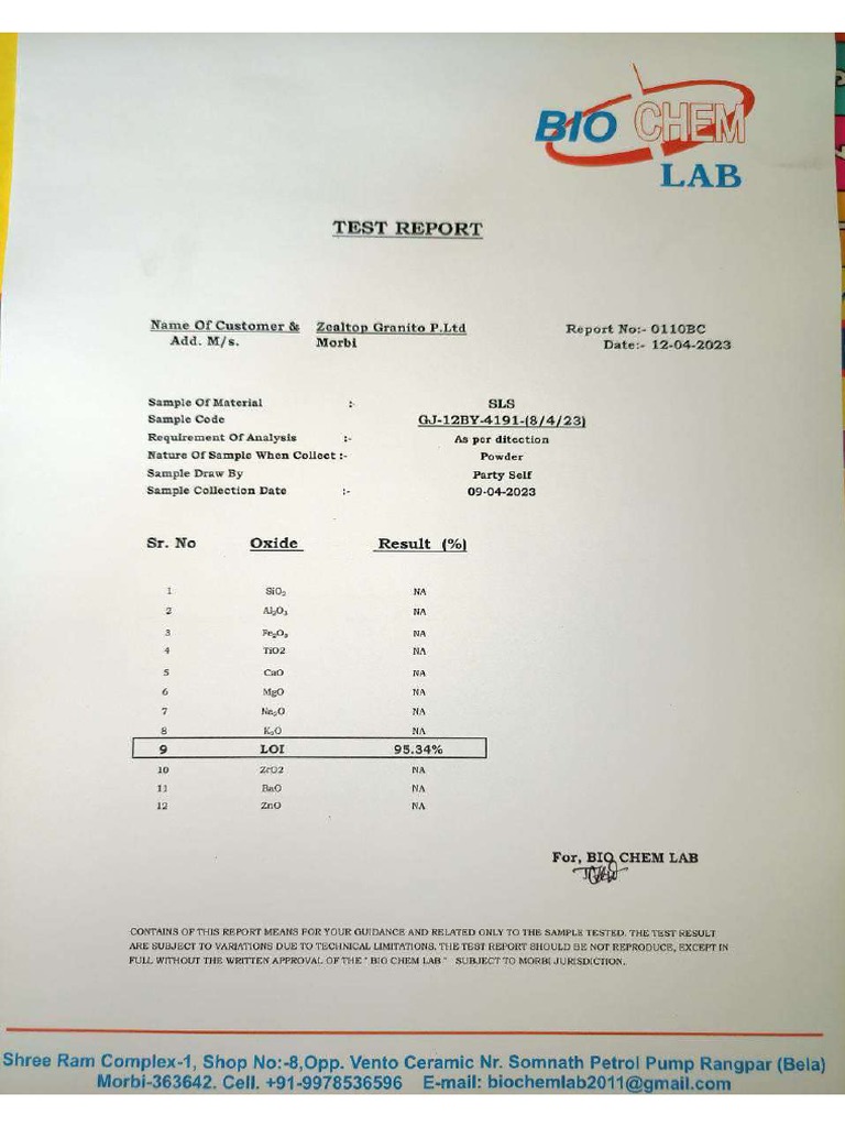01 - Bio Chem Lab - SLS | PDF 01 - Bio Chem Lab - SLS | PDF