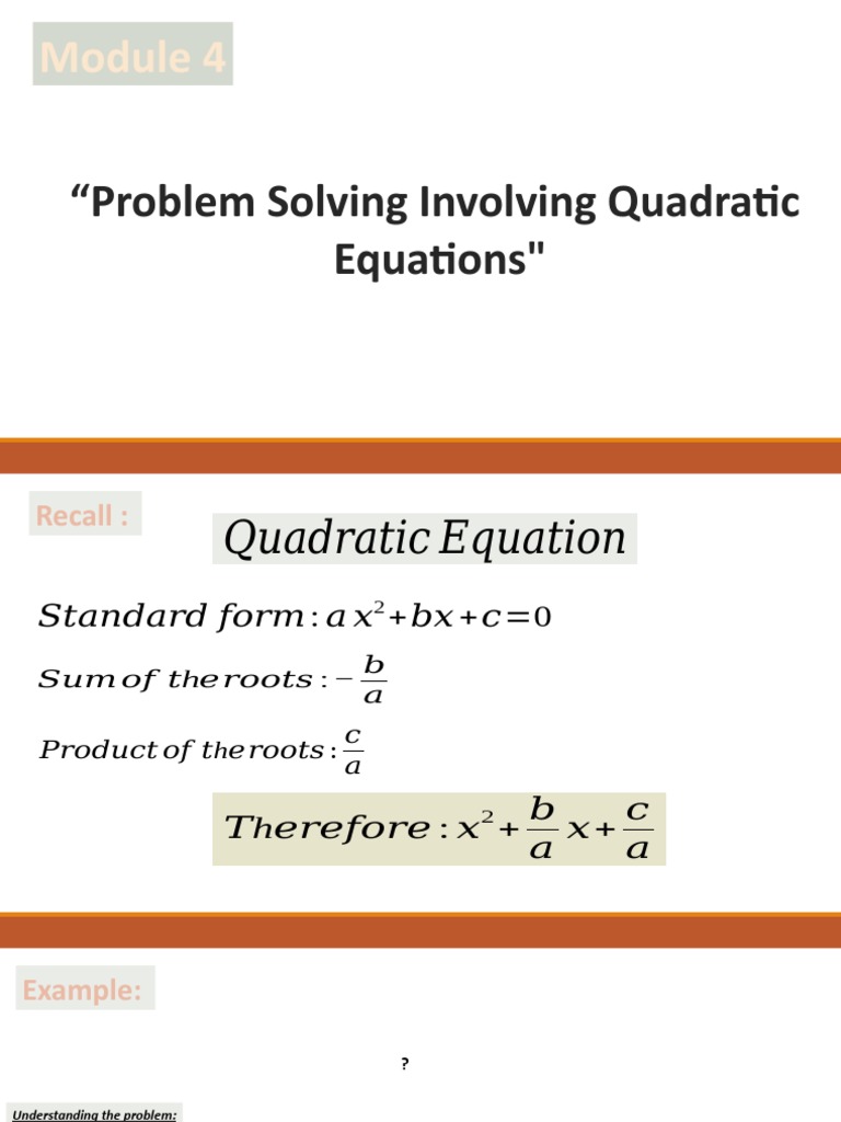 Quadratic Equation Problem Solving | PDF | Teaching Methods & Materials
