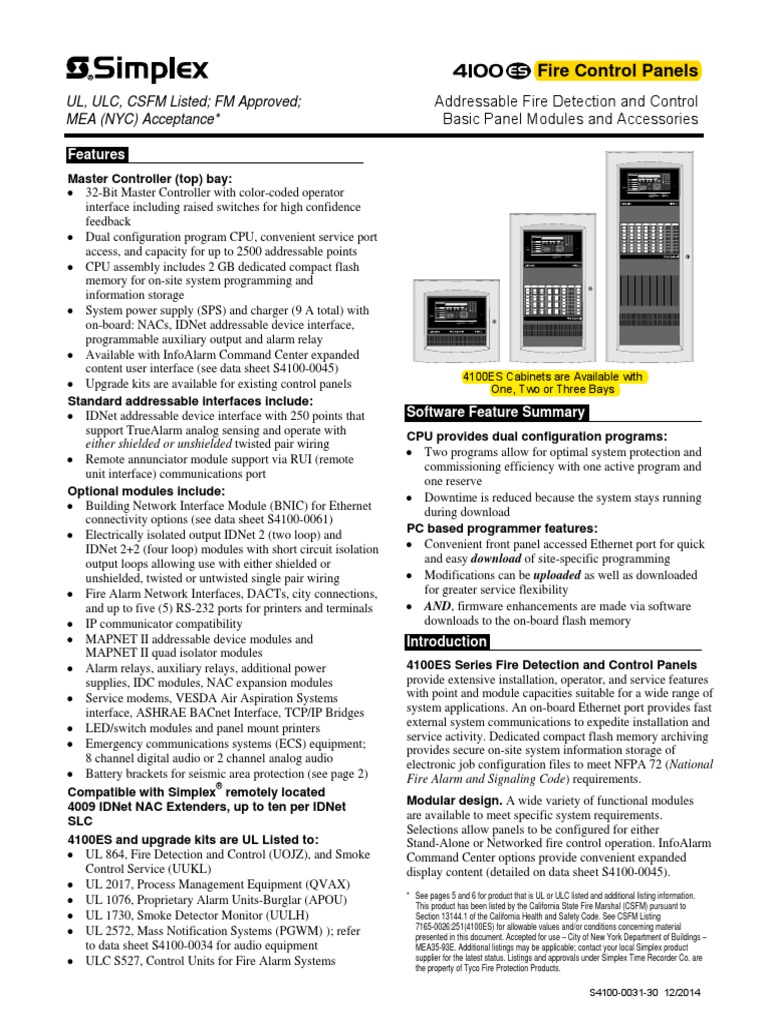 Catalouge With Certificate of 4100 Es Panel | PDF | Computer Network ...