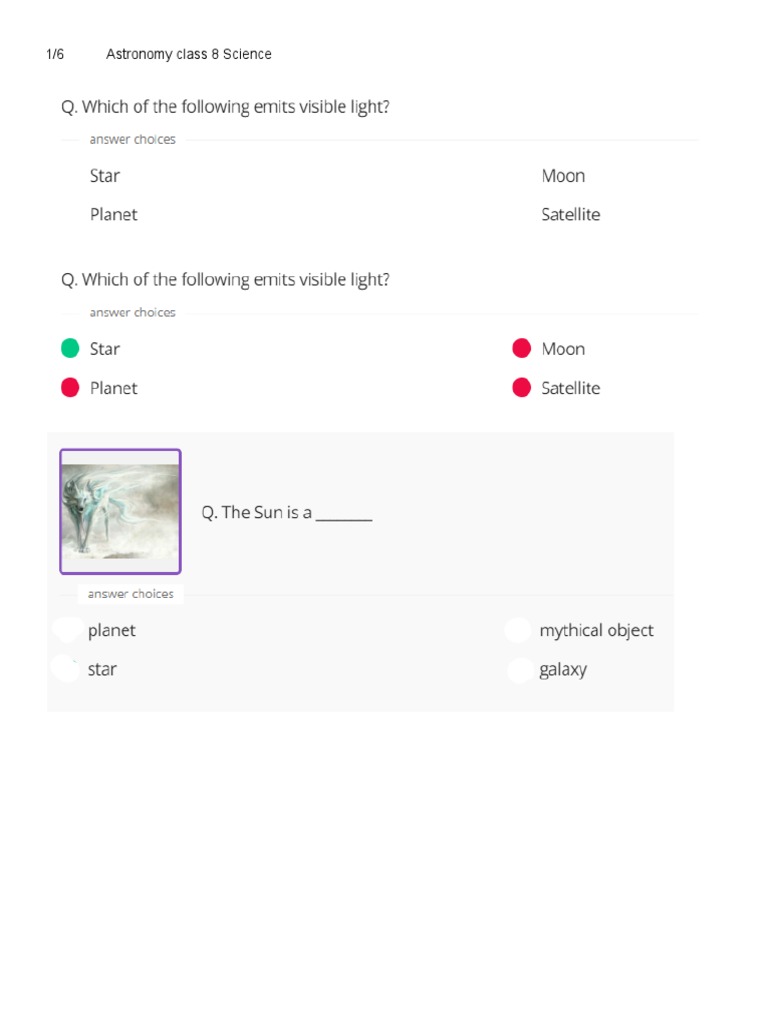 Astronomy-1 Answer Key | PDF