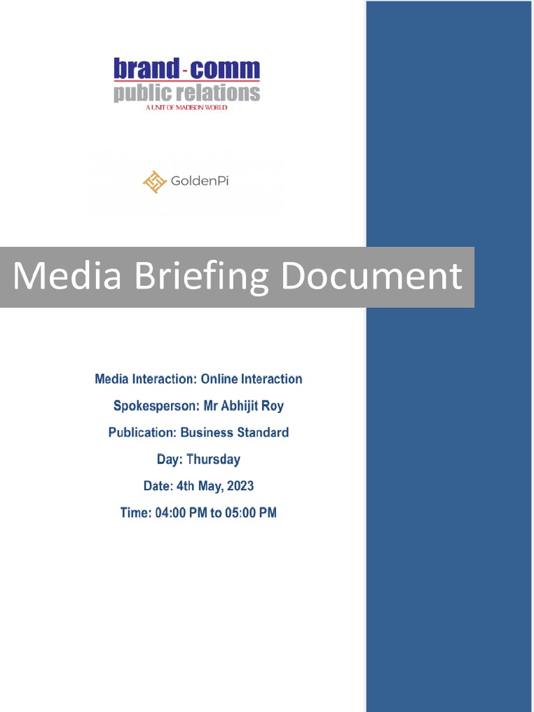 Media Briefing Document - Business Standard For GoldenPi | PDF ...
