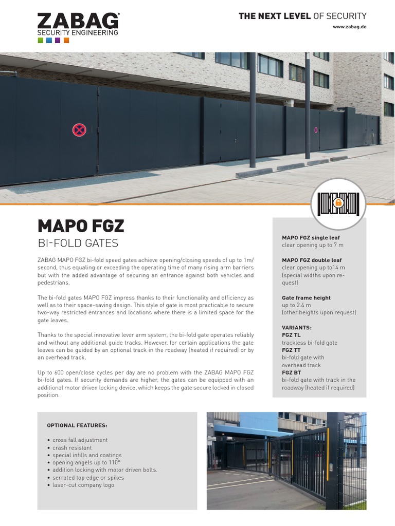 ZABAG Bi-Fold Gate MAPO FGZ | PDF | Manufactured Goods