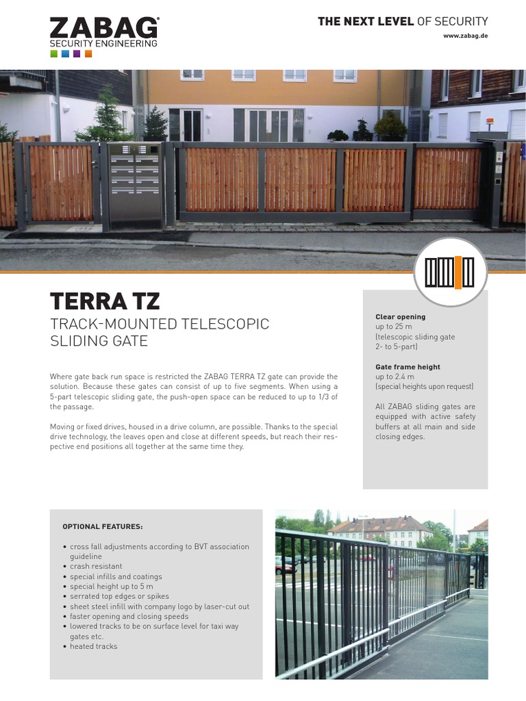 TERRA TZ Telescopic Sliding Gate | PDF | Materials | Manufactured Goods