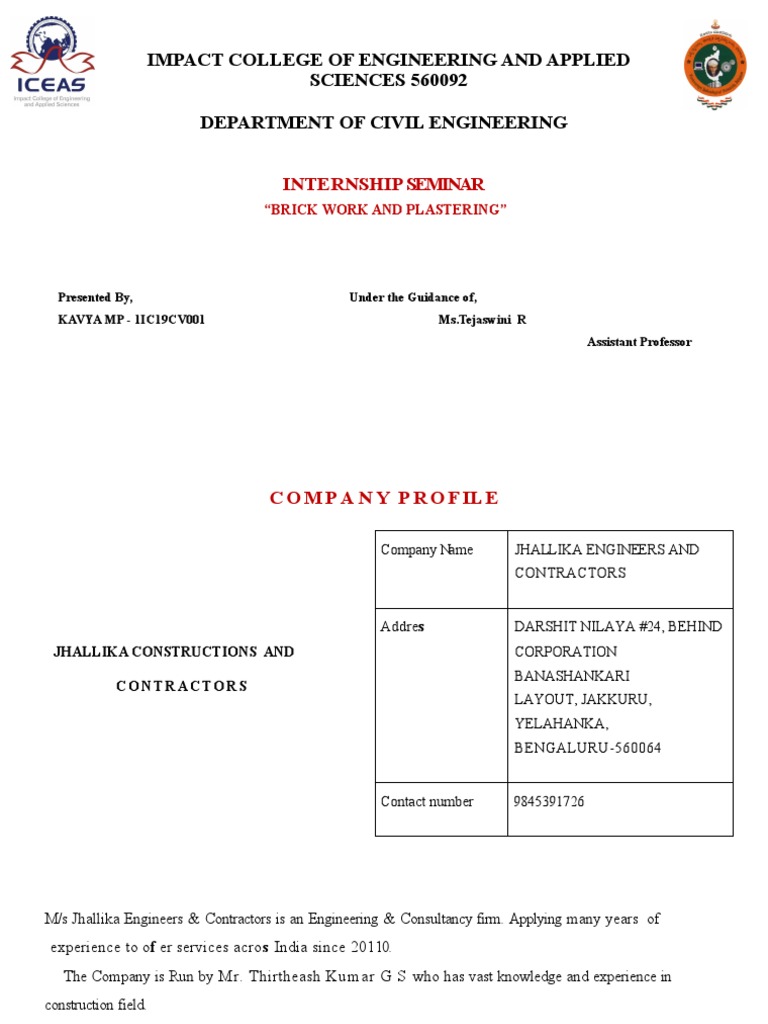 Internship Seminar | PDF | Plaster | Brick